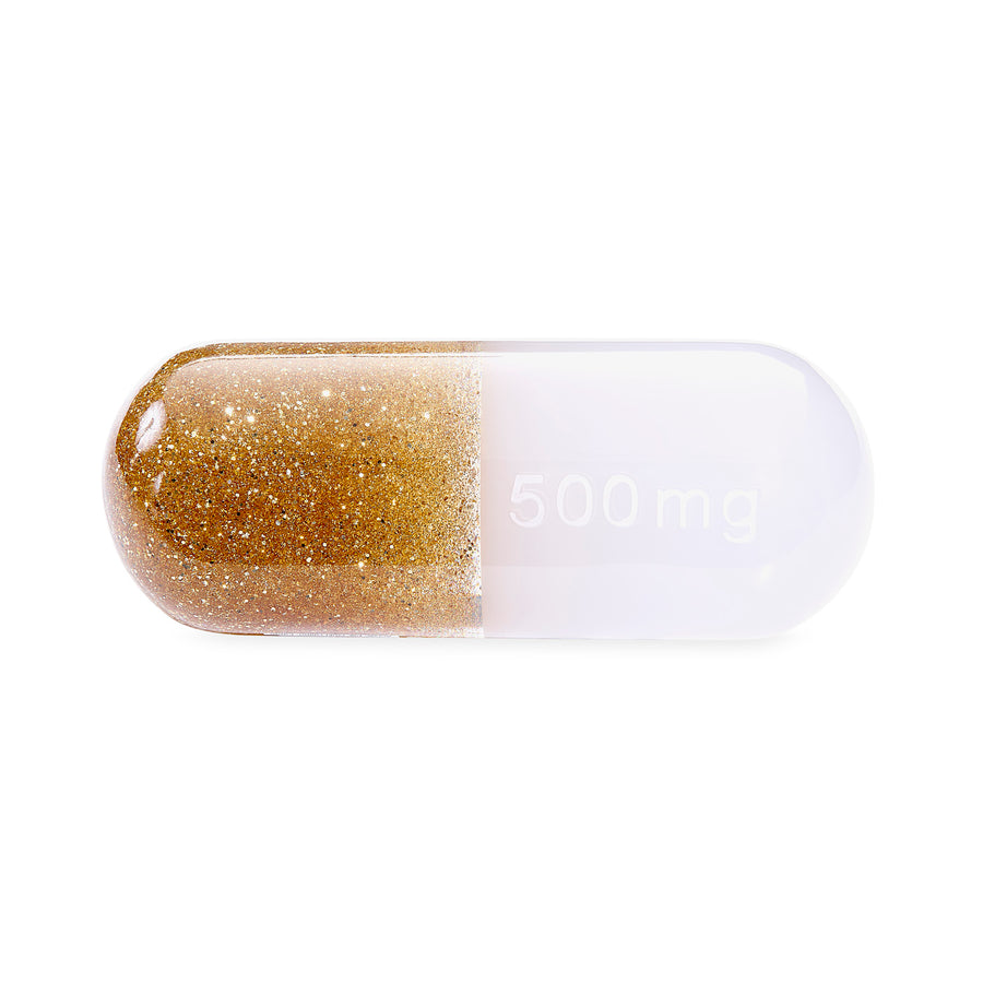 Large Acrylic Pill Gold Glitter – BodyFactory